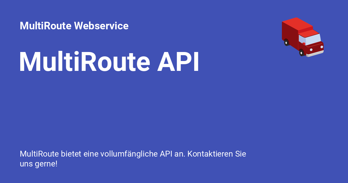 MultiRoute API - MultiRoute Webservice